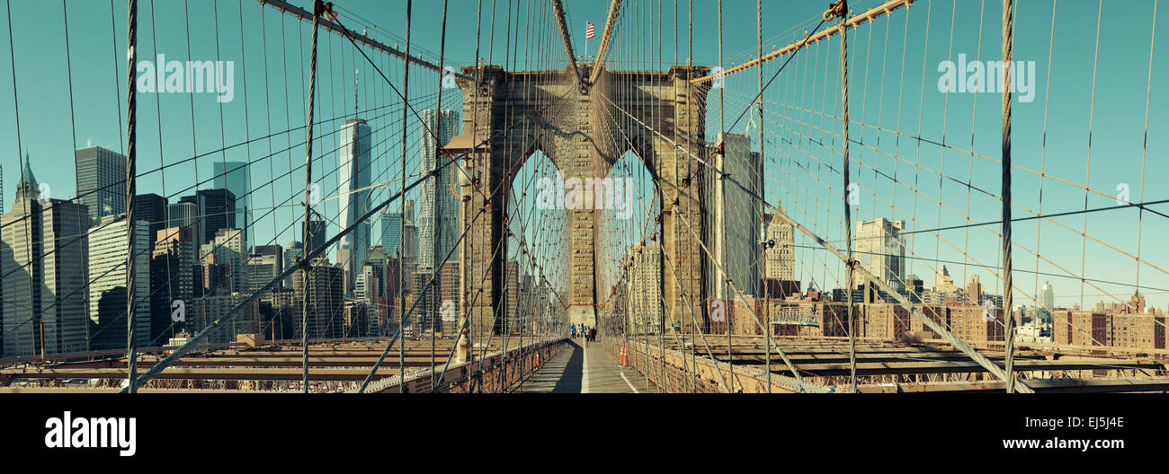 Brooklyn Bridge and Manhattan skyline panorama Stock Photo - Alamy