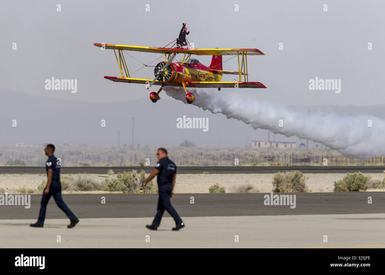 Los Angeles, California, USA. 21st Mar, 2015. Wing walker Teresa Stokes ...