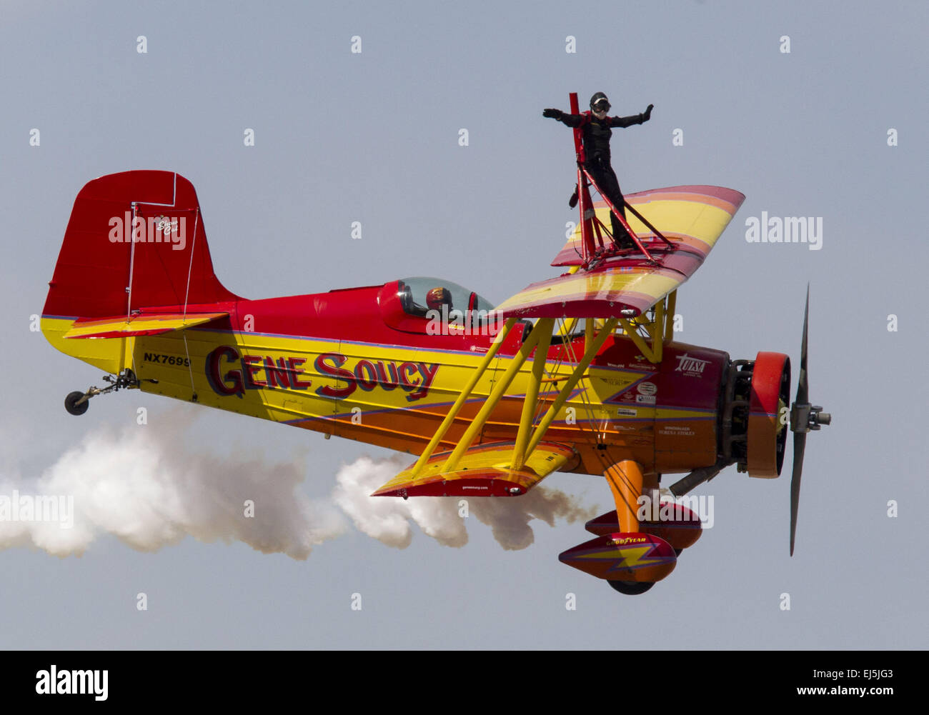 Los Angeles, California, USA. 21st Mar, 2015. Wing walker Teresa Stokes ...