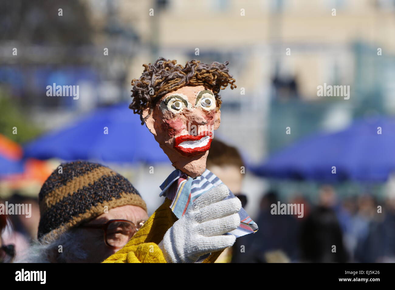 Athens, Greece. 21st Mar, 2015. Close-up of one of the puppets ...