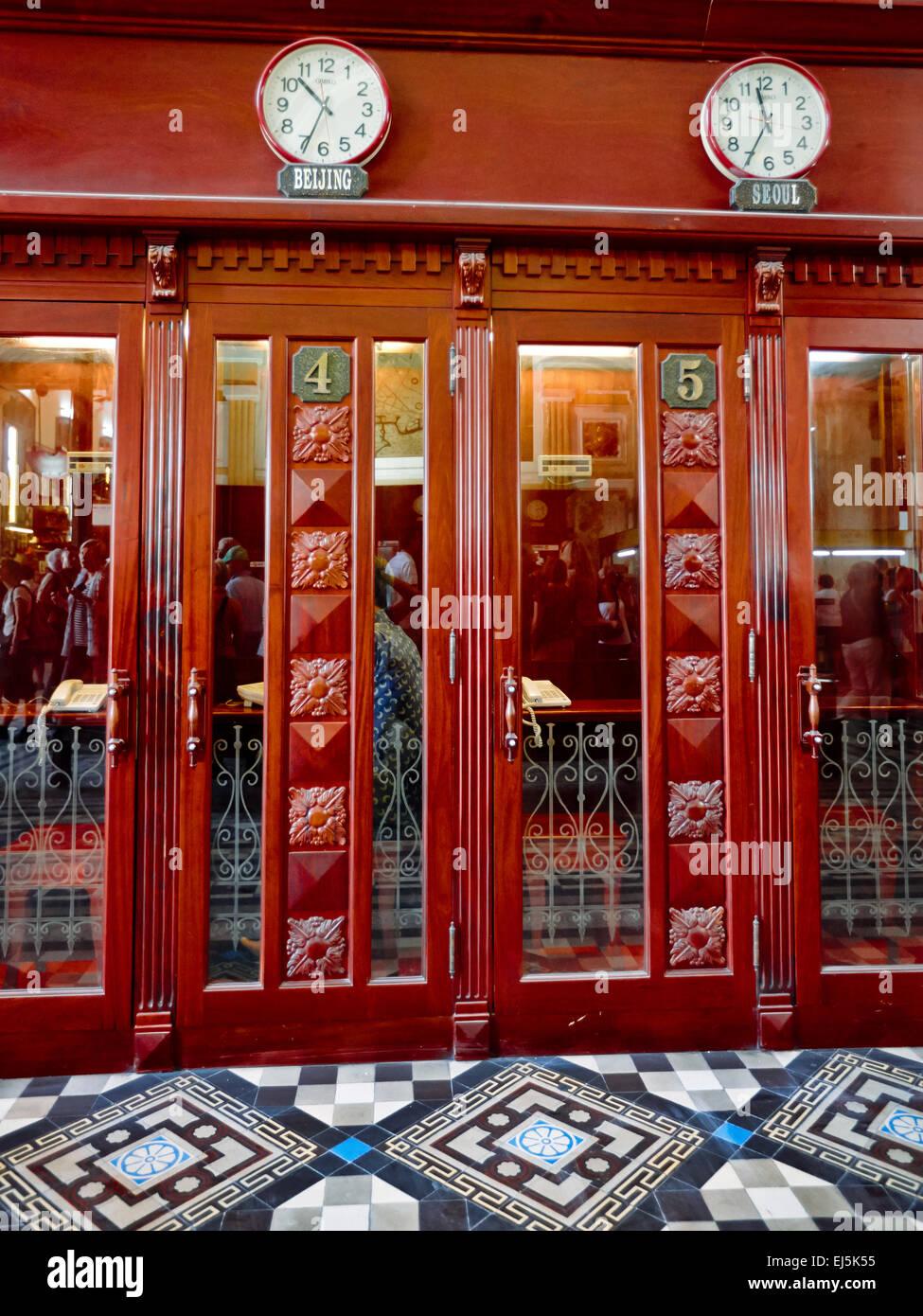 Traditional telephone booths. Central Post Office, Ho Chi Minh City ...