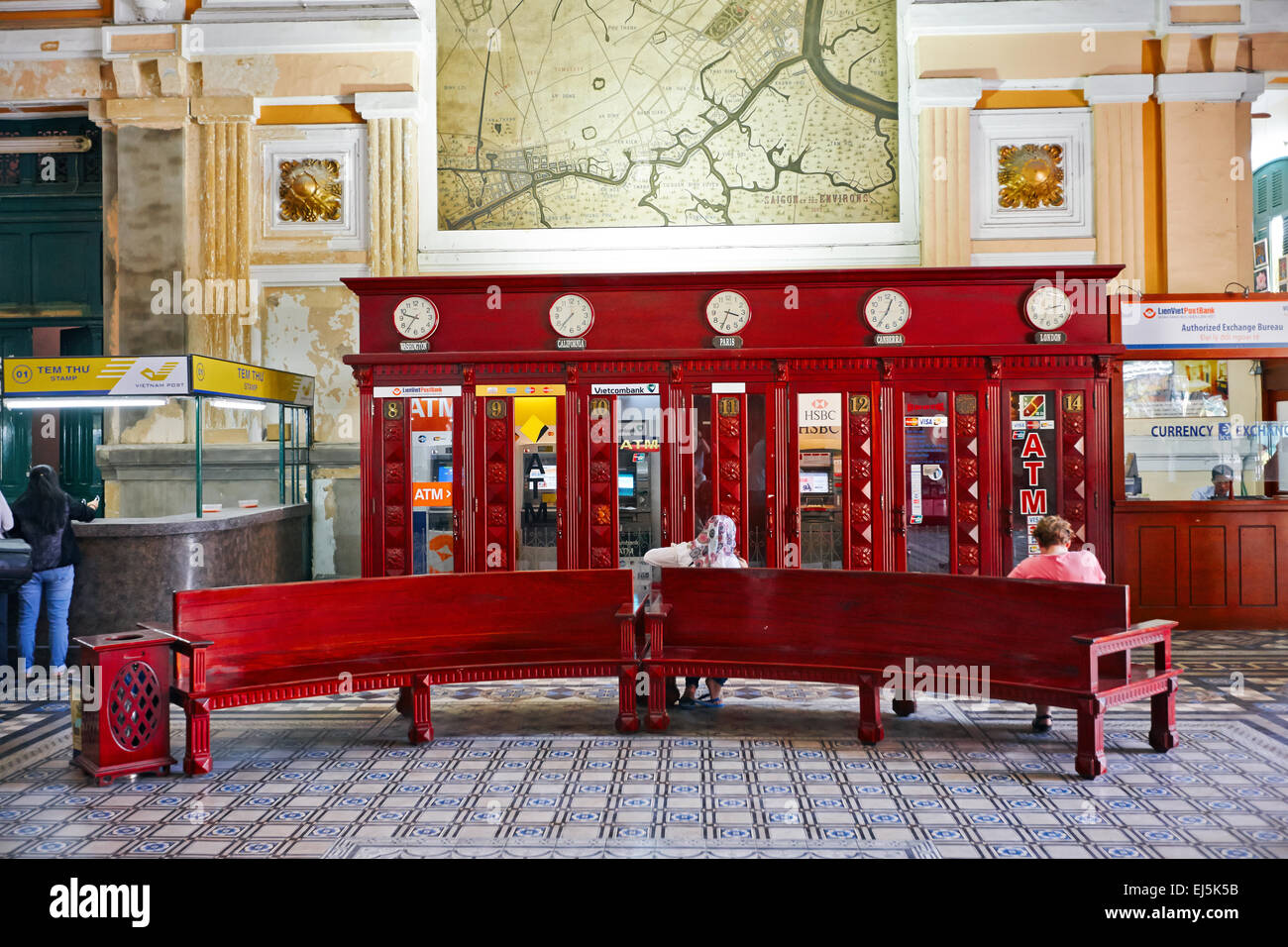 Traditional telephone booths. Central Post Office, Ho Chi Minh City ...