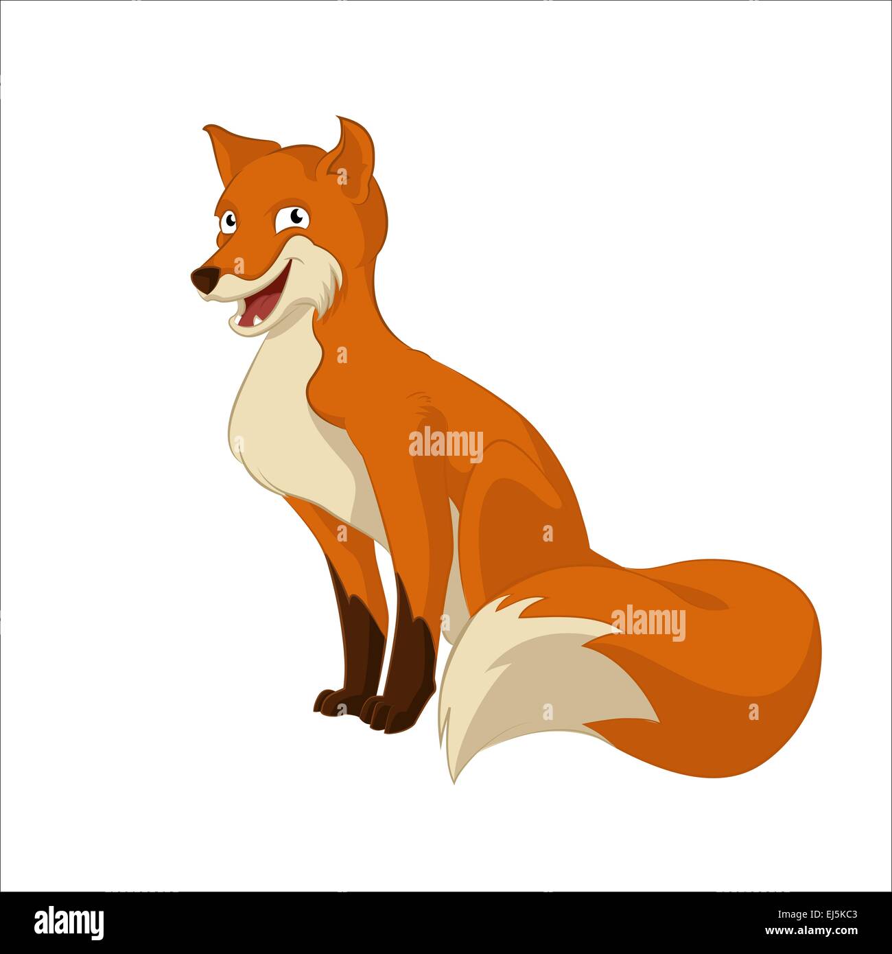 Vector image of smiling orange cartoon fox Stock Photo - Alamy