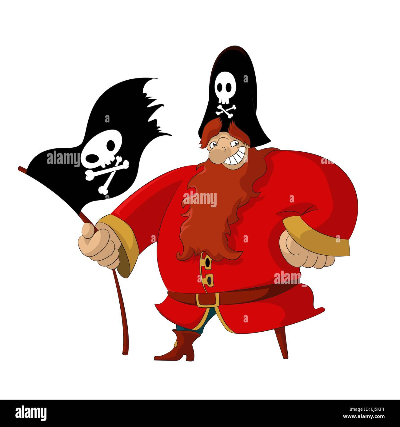 Vector image of funny cartoon smiling pirate Stock Photo - Alamy