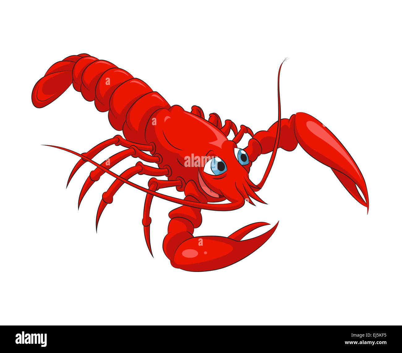 Vector image of funny cartoon smiling lobster Stock Photo - Alamy