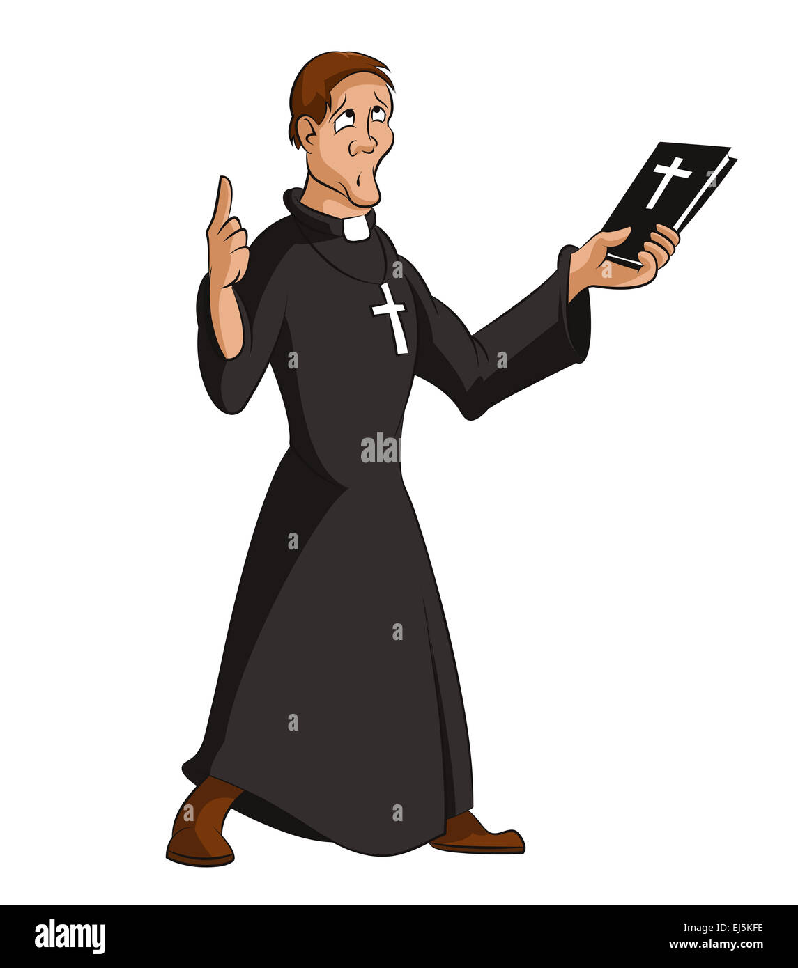 Vector image of funny cartoon smart priest Stock Photo - Alamy