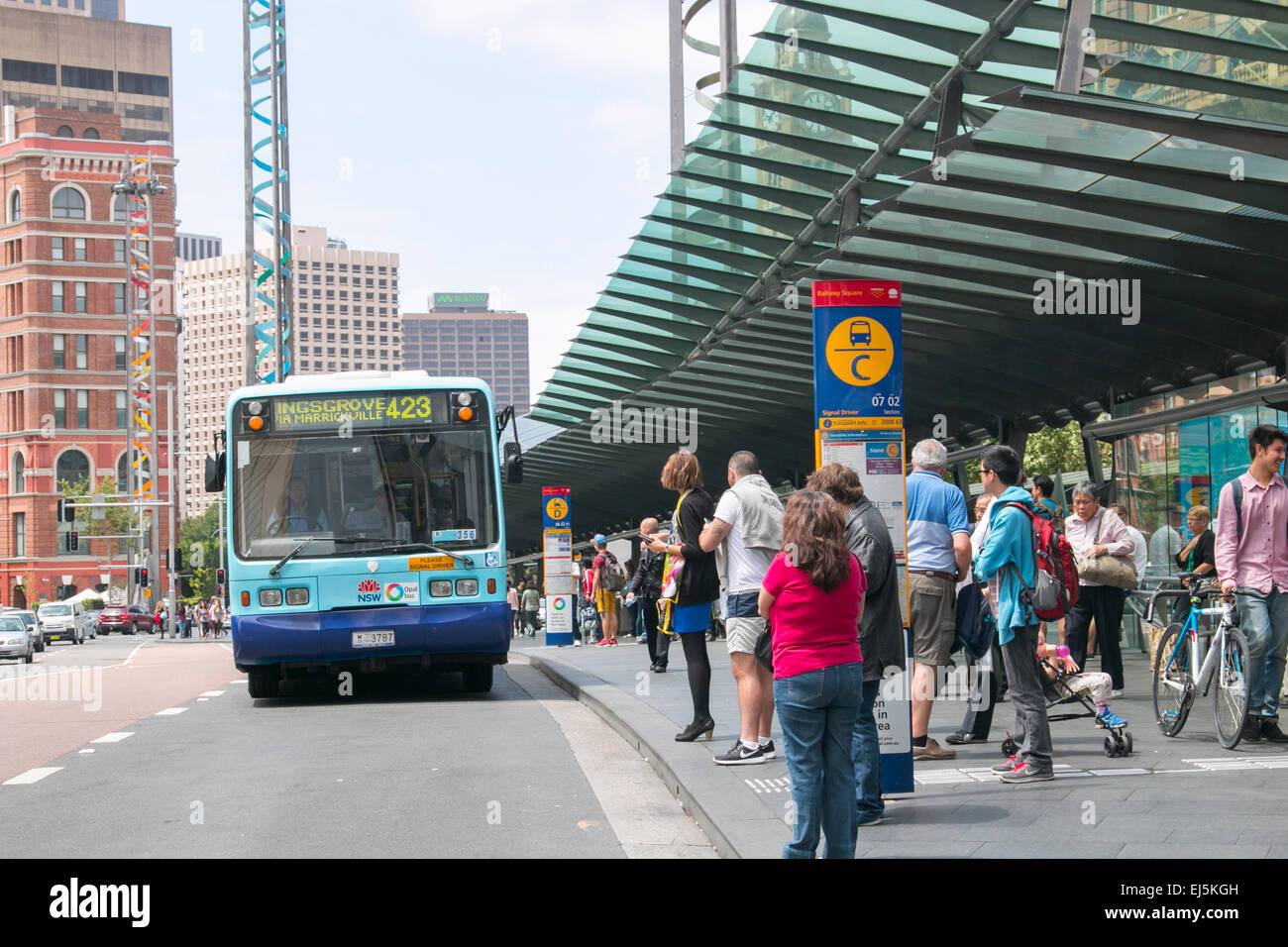 bus stop in chippendale sydney with passengers awaiting arrival of ...