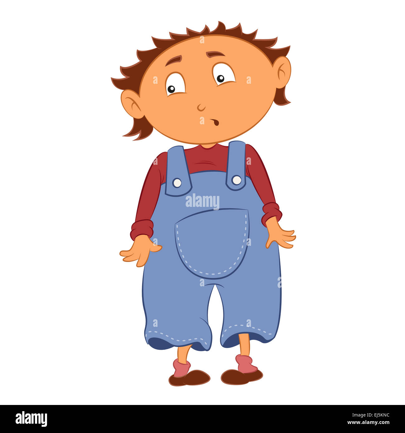 Vector image of cartoon shamed little kid Stock Photo - Alamy