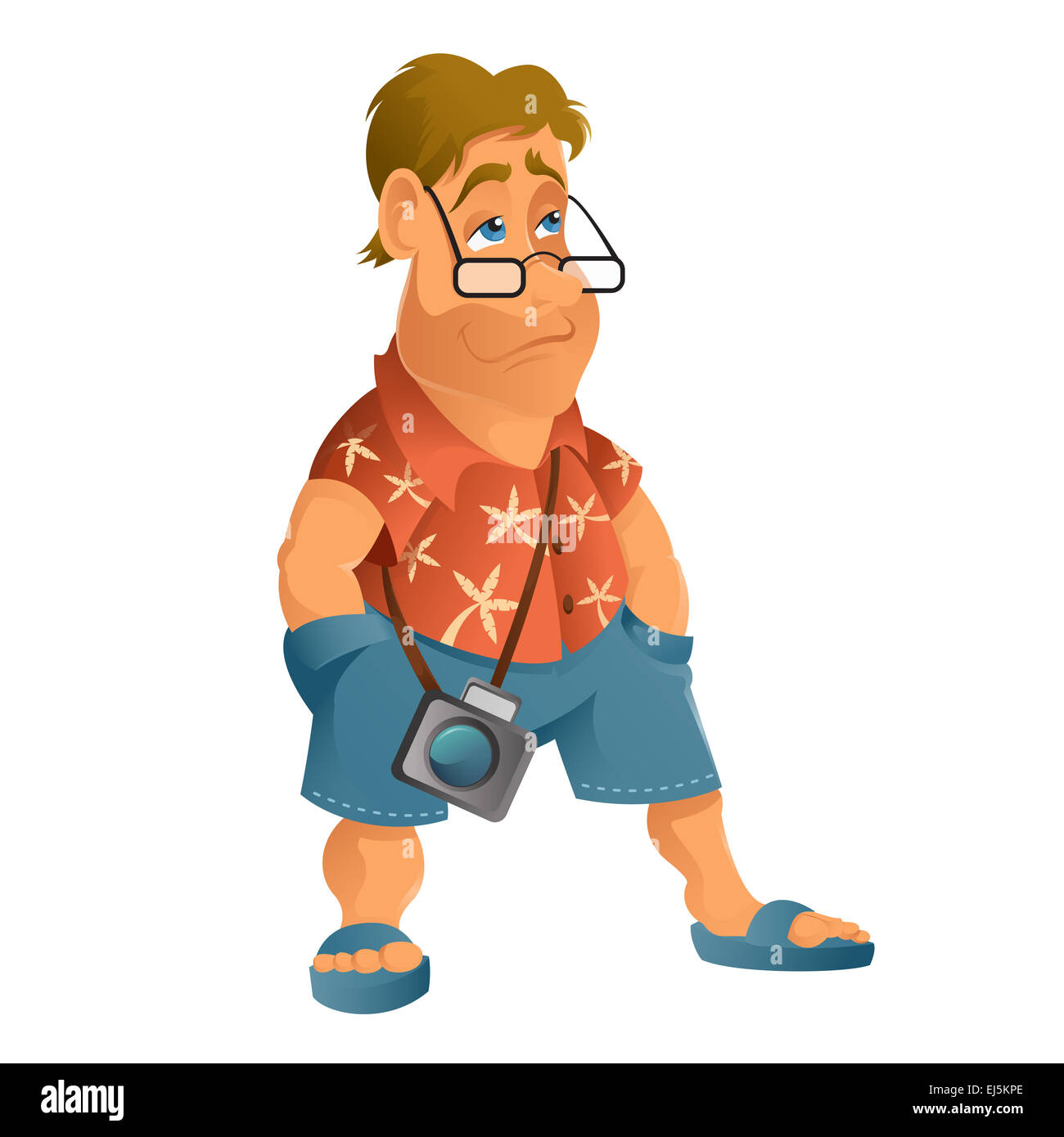 Vector image of an smiling cartoon tourist Stock Photo - Alamy