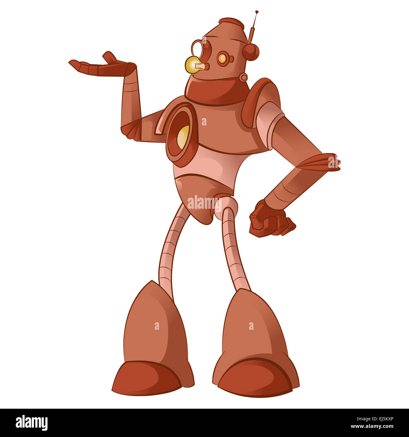 Vector image of a cartoon old robot Stock Photo - Alamy