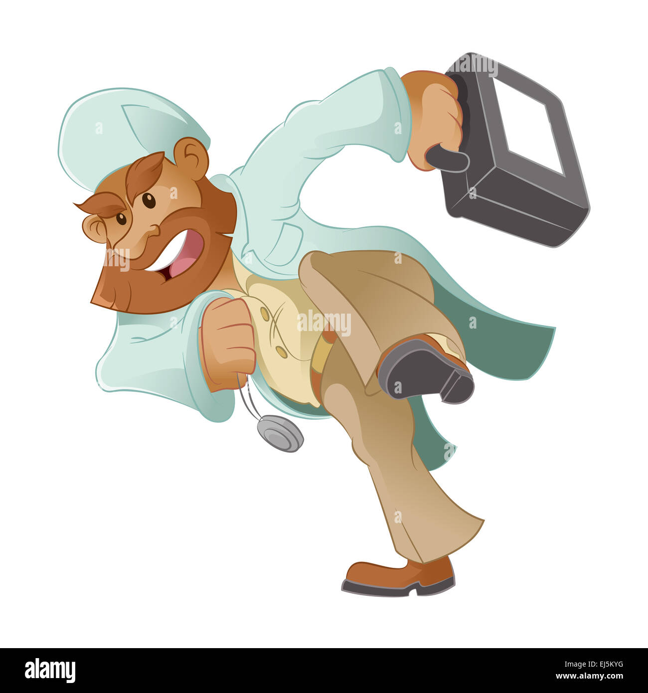 Vector image of an running cartoon doctor Stock Photo - Alamy