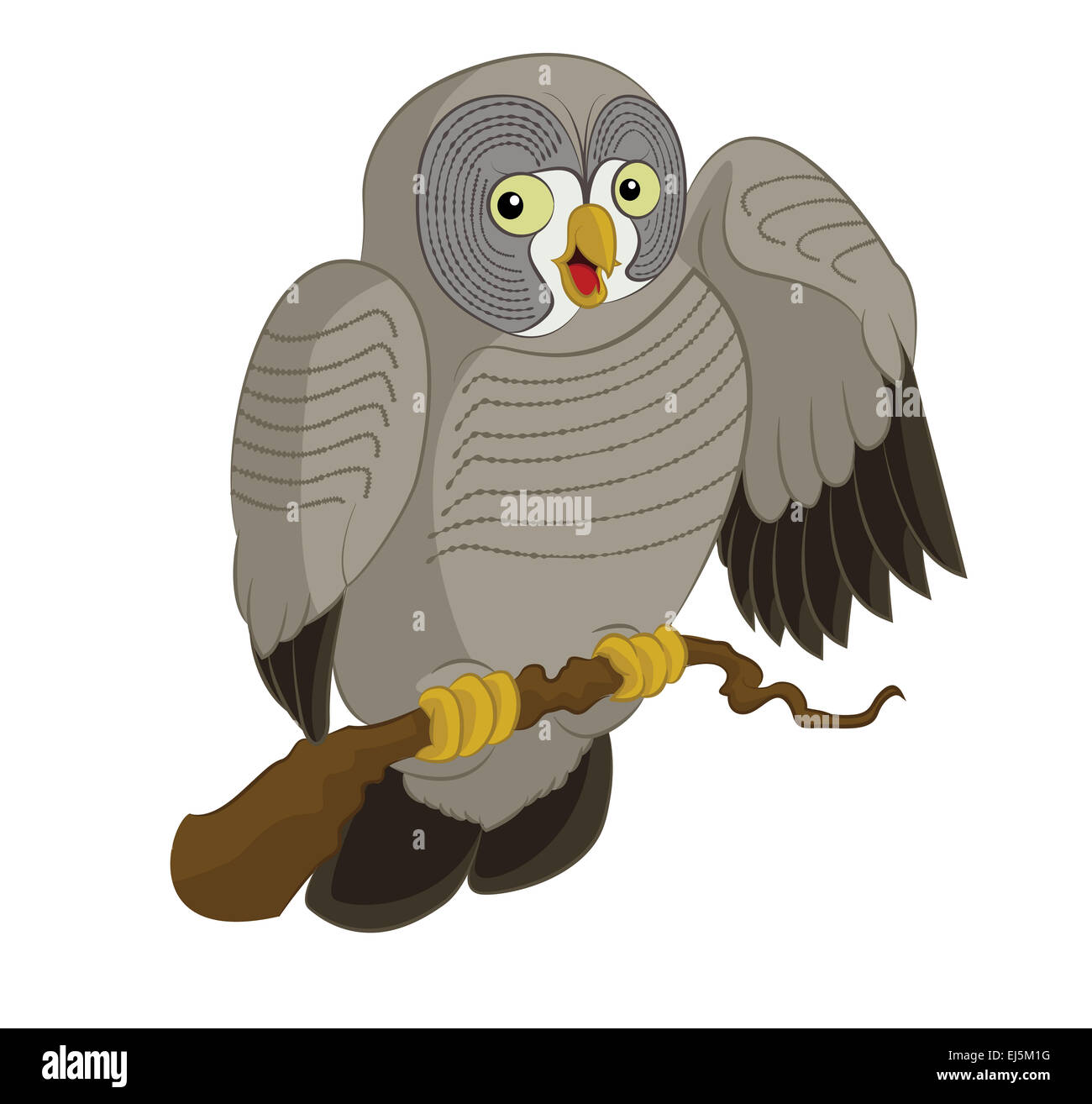 Vector image of smiling funny cartoon owl Stock Photo - Alamy