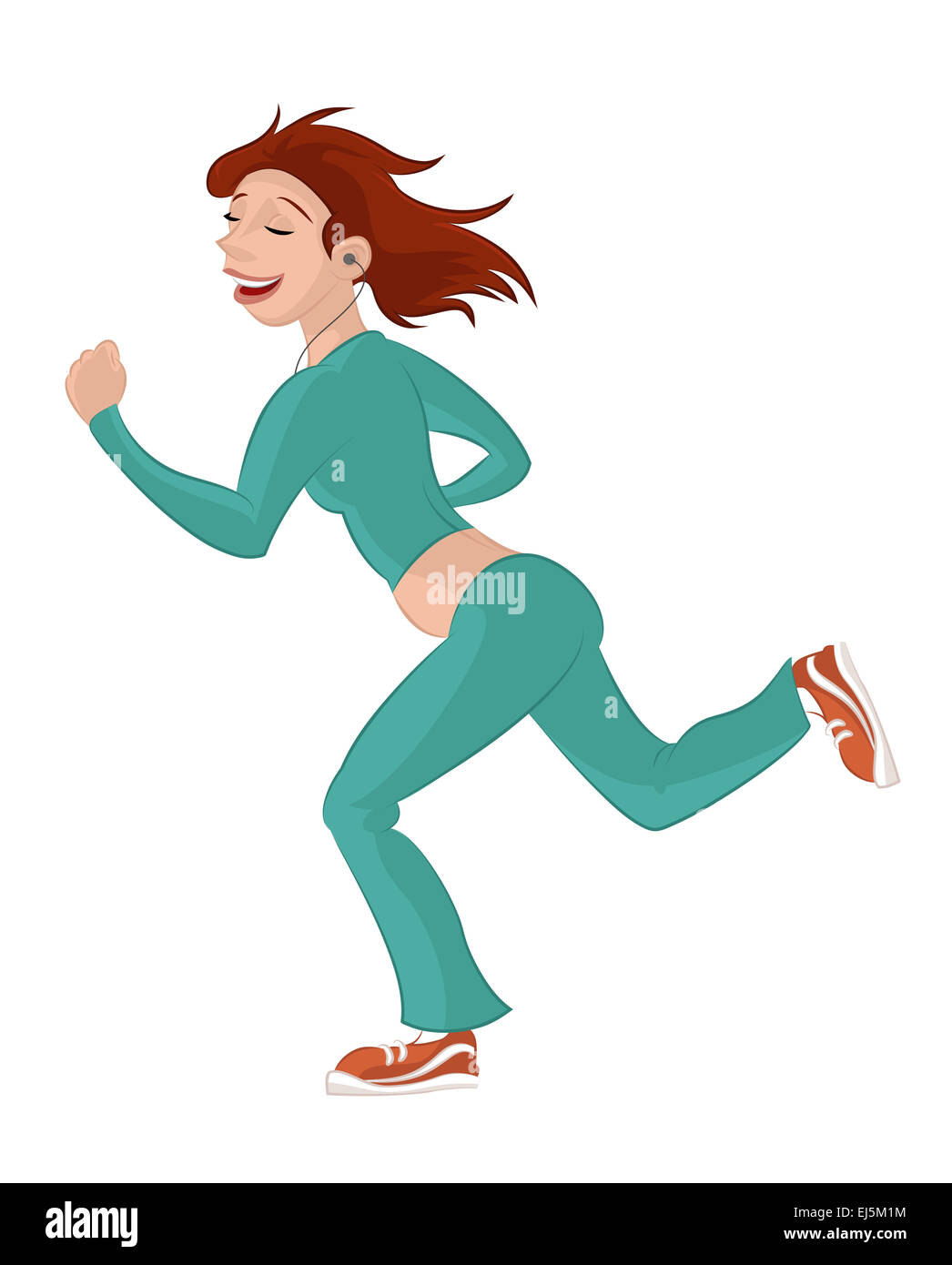 Vector image of running beauty cartoon girl Stock Photo - Alamy