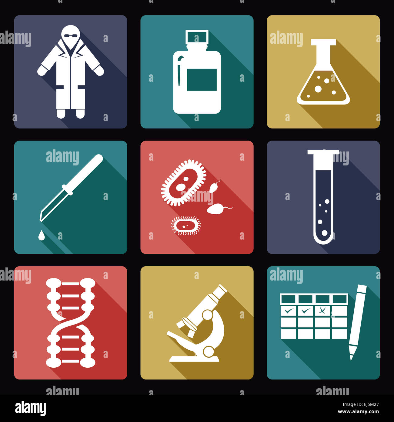 Vector image of collection of biology icons Stock Photo - Alamy