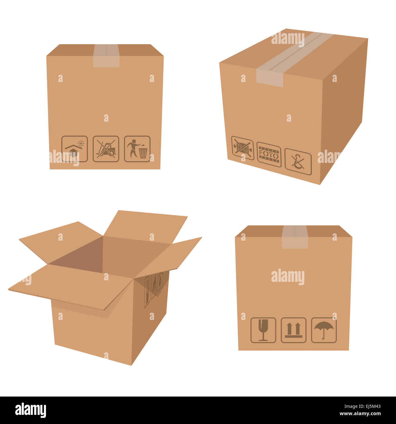 Vector image of carton brown packing boxes Stock Photo - Alamy