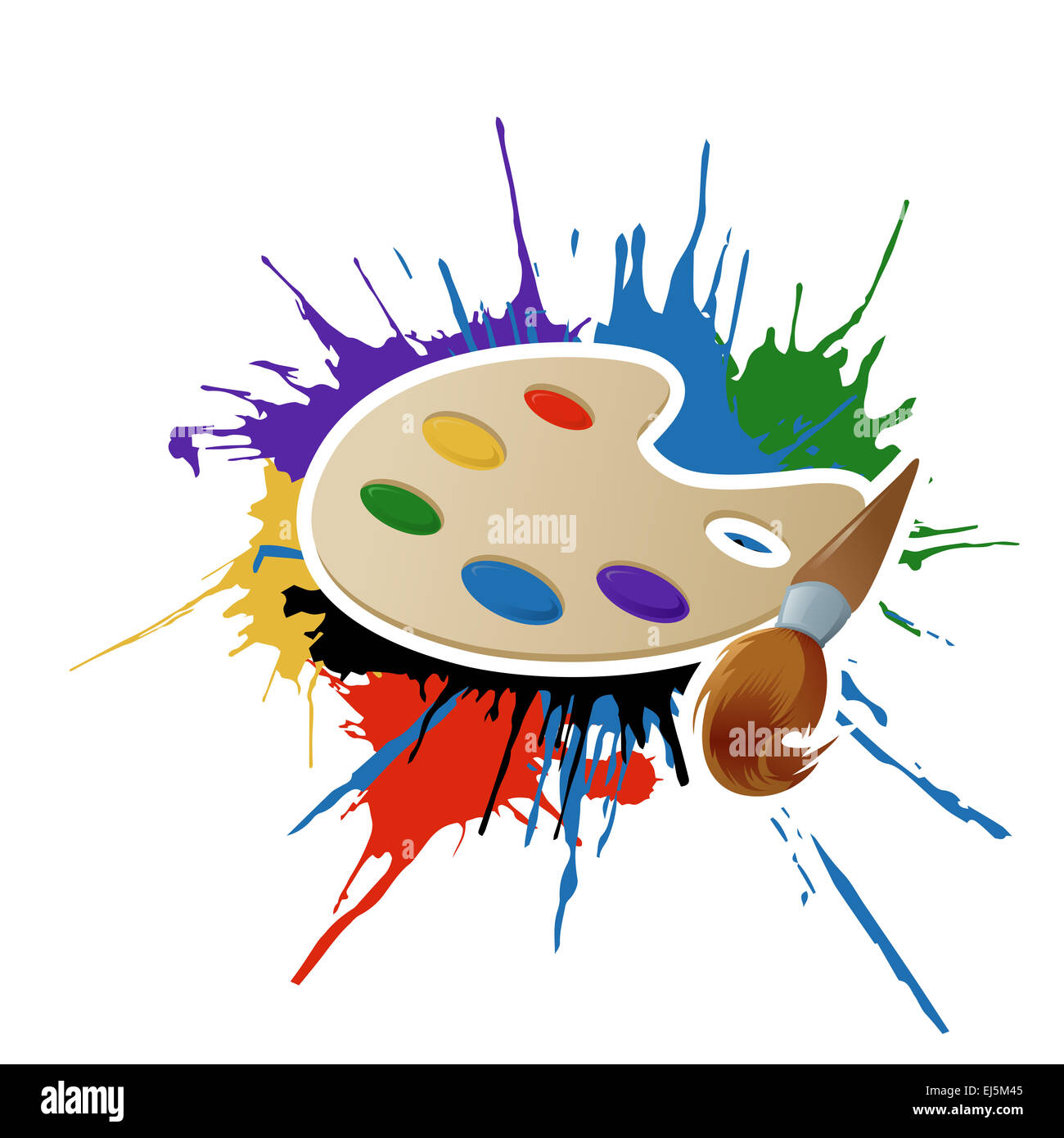 Vector image of paint, palette and brush Stock Photo - Alamy