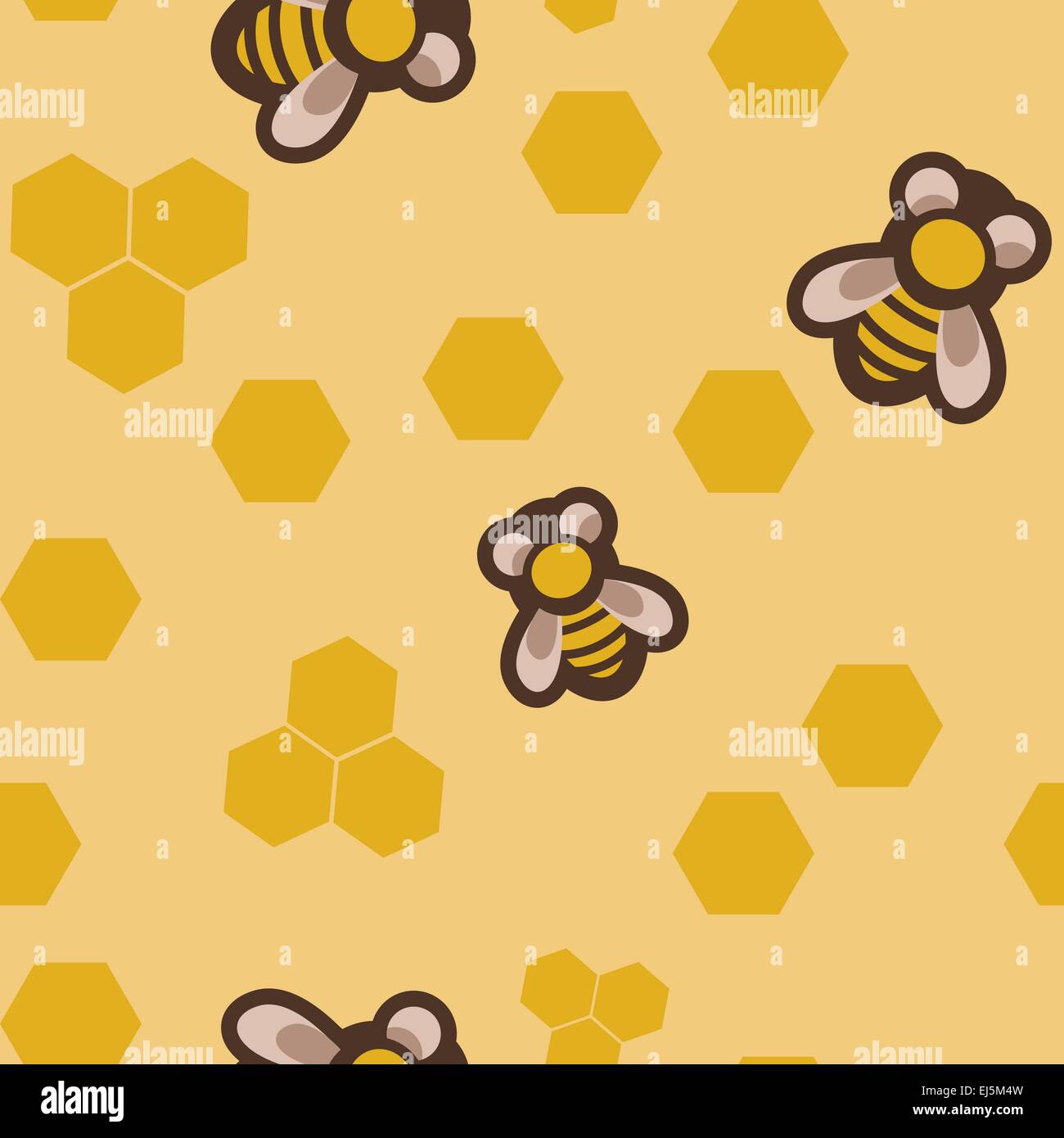 Vector image of seamless pattern with bees Stock Photo - Alamy