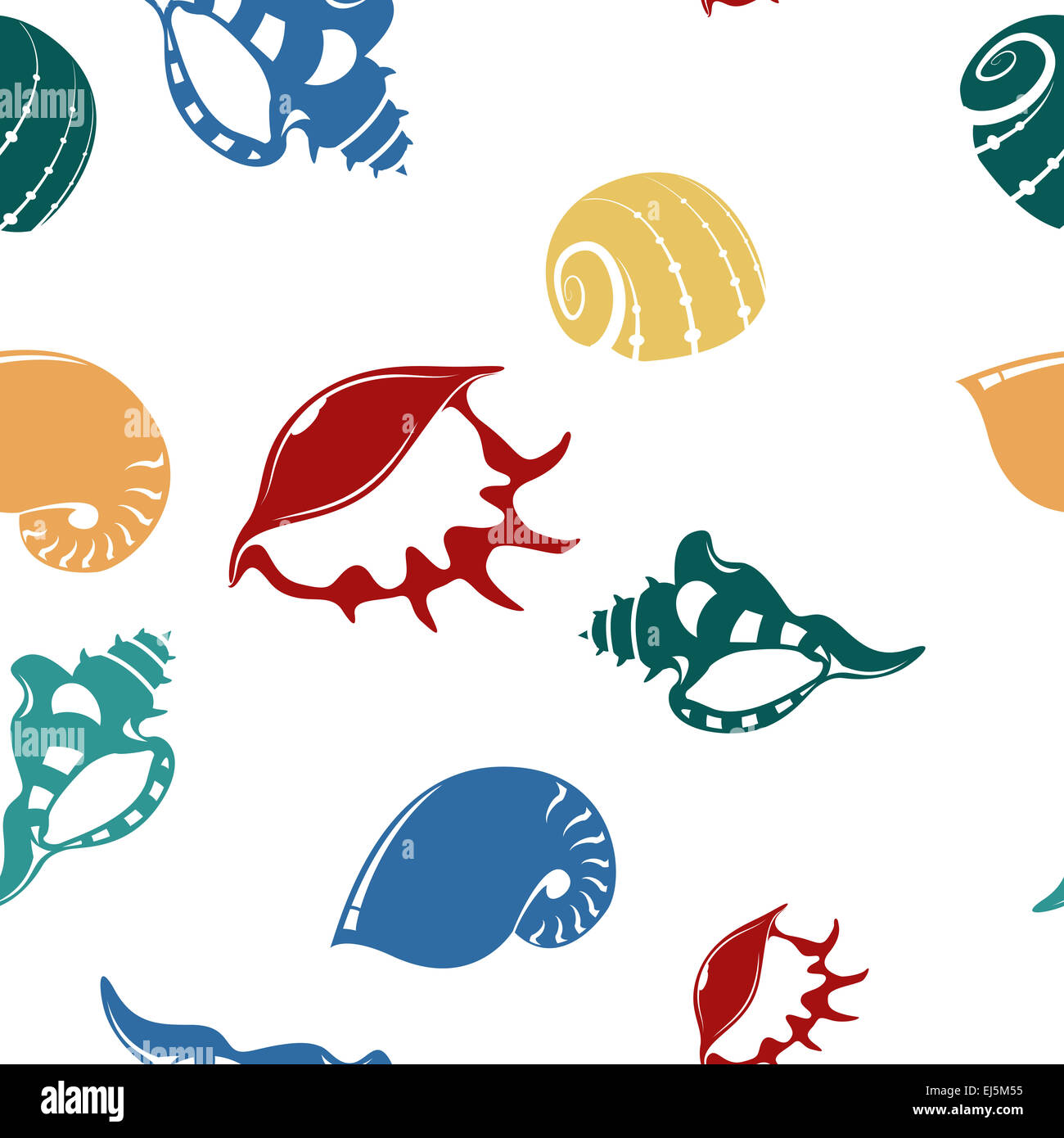 Vector image of seamless pattern with shell Stock Photo - Alamy