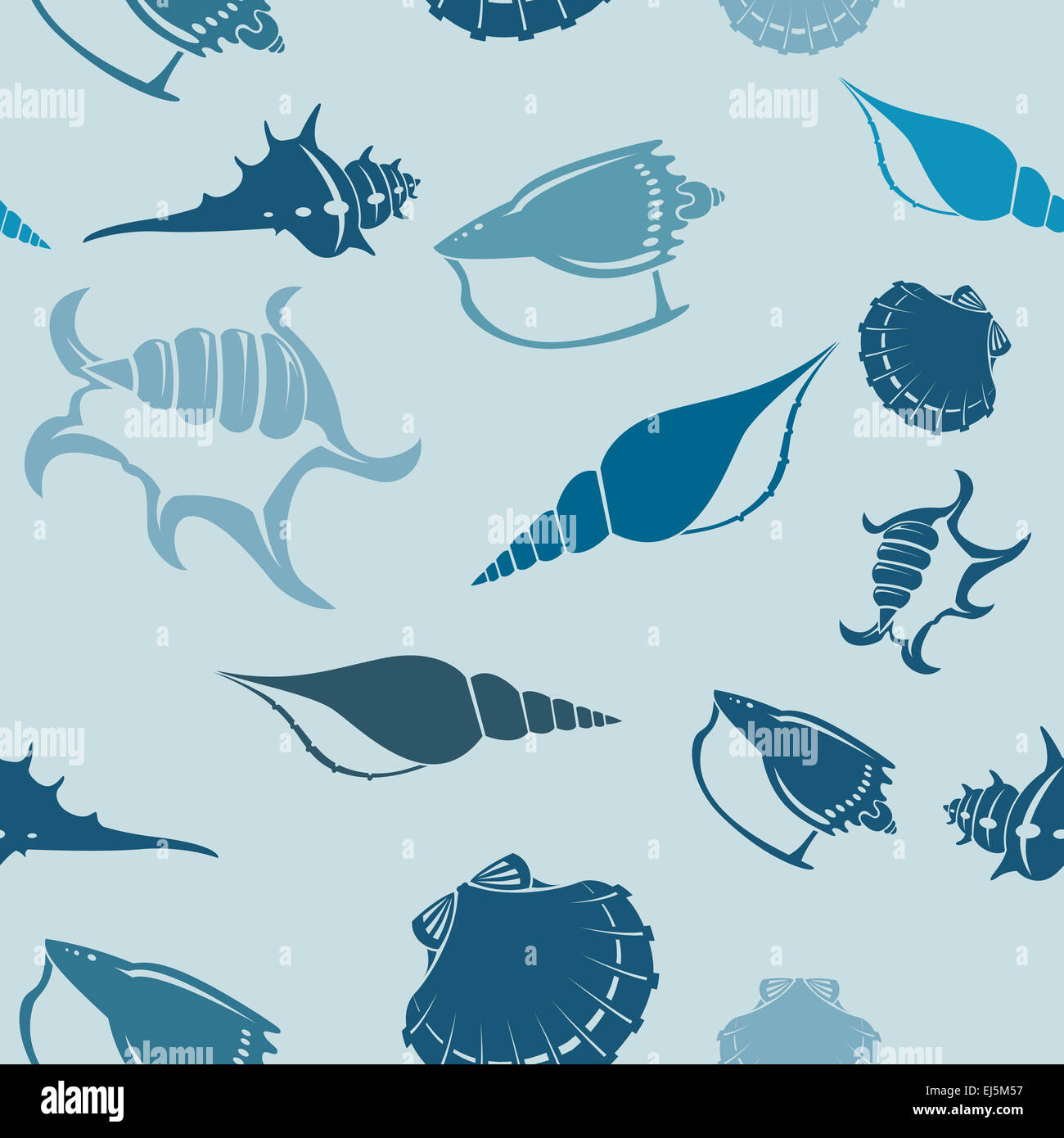 Vector image of seamless pattern with shell Stock Photo - Alamy