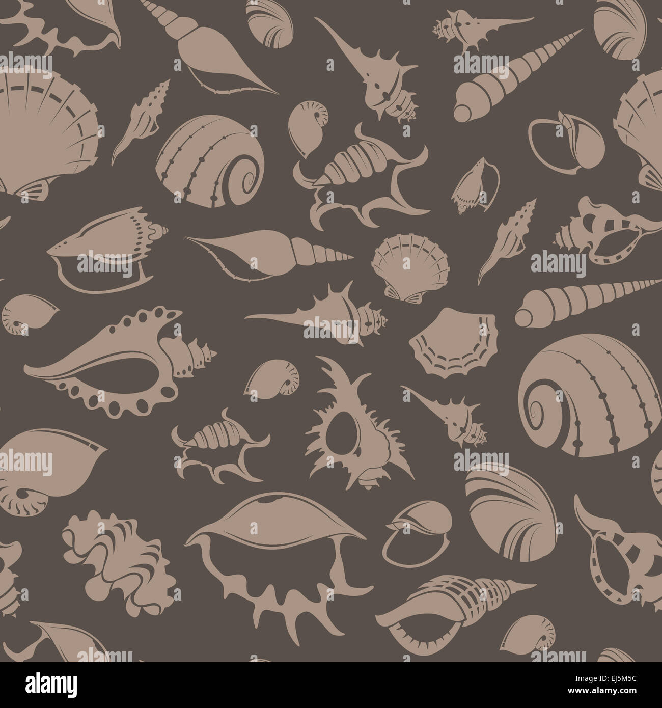 Vector image of seamless pattern with shell Stock Photo - Alamy