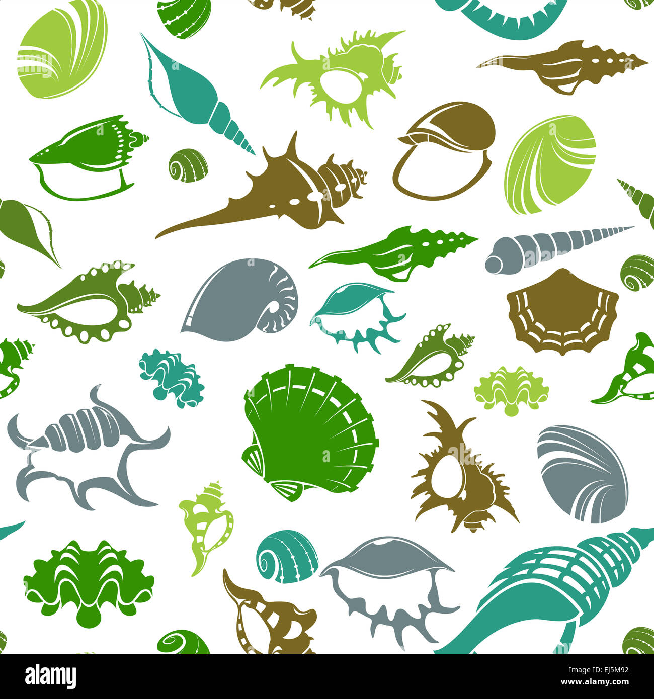 Vector image of seamless pattern with shell Stock Photo - Alamy