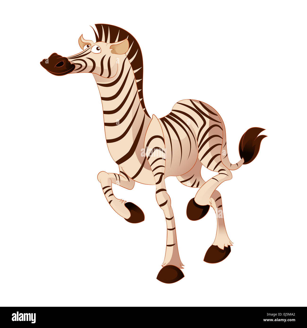 Vector image of a cartoon happy zebra Stock Photo - Alamy