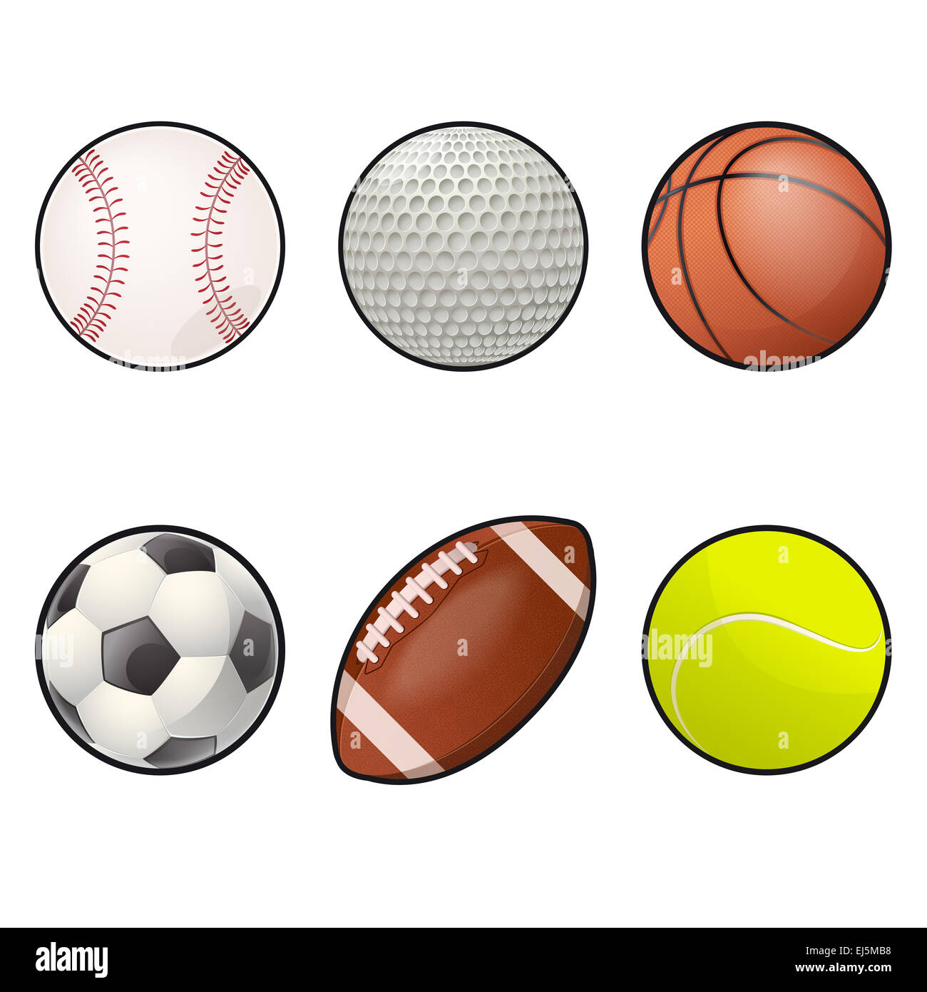 Vector image of collection of Ball icons Stock Photo - Alamy
