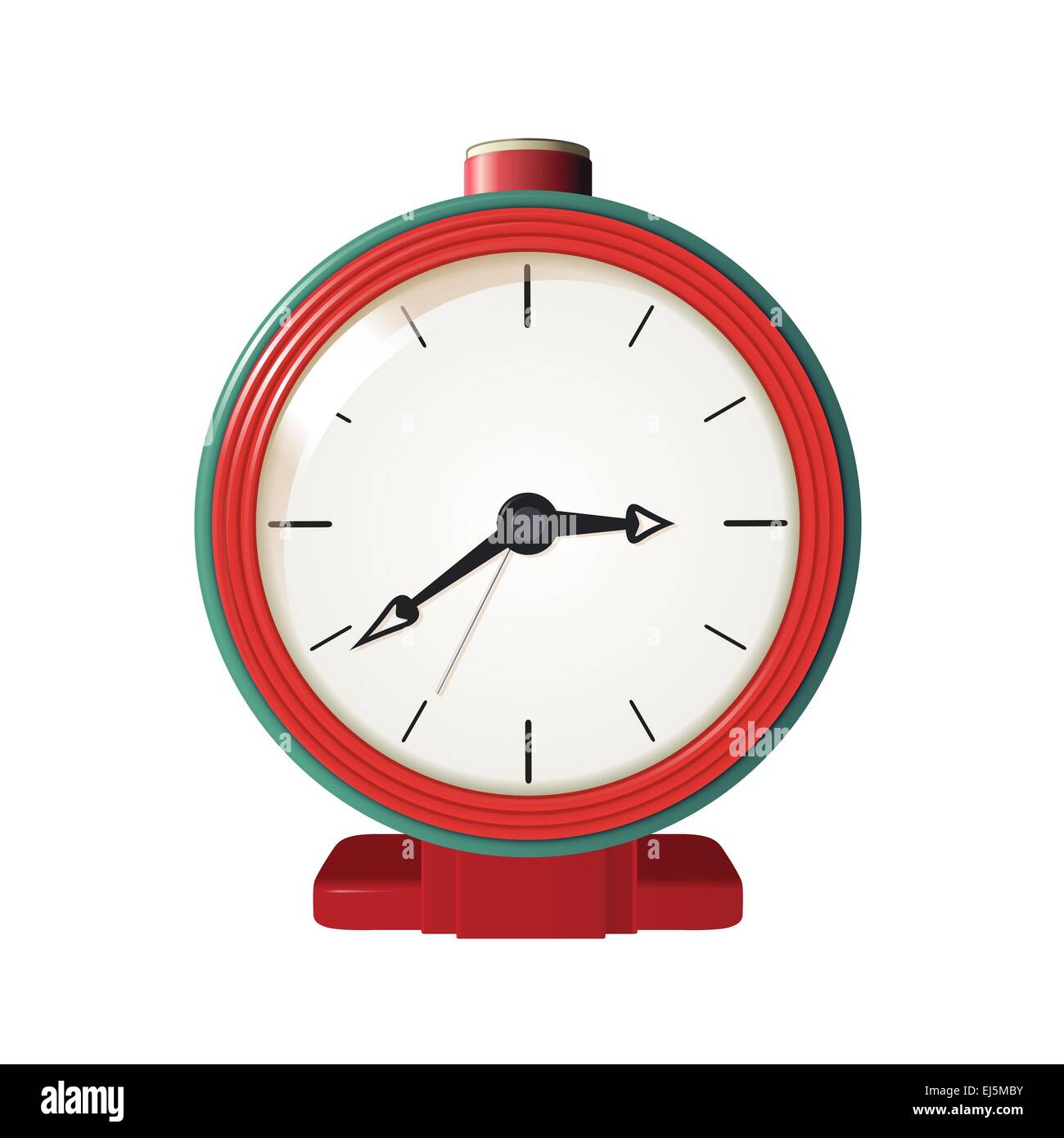 Vector image of metal red and green alarm clock Stock Photo - Alamy