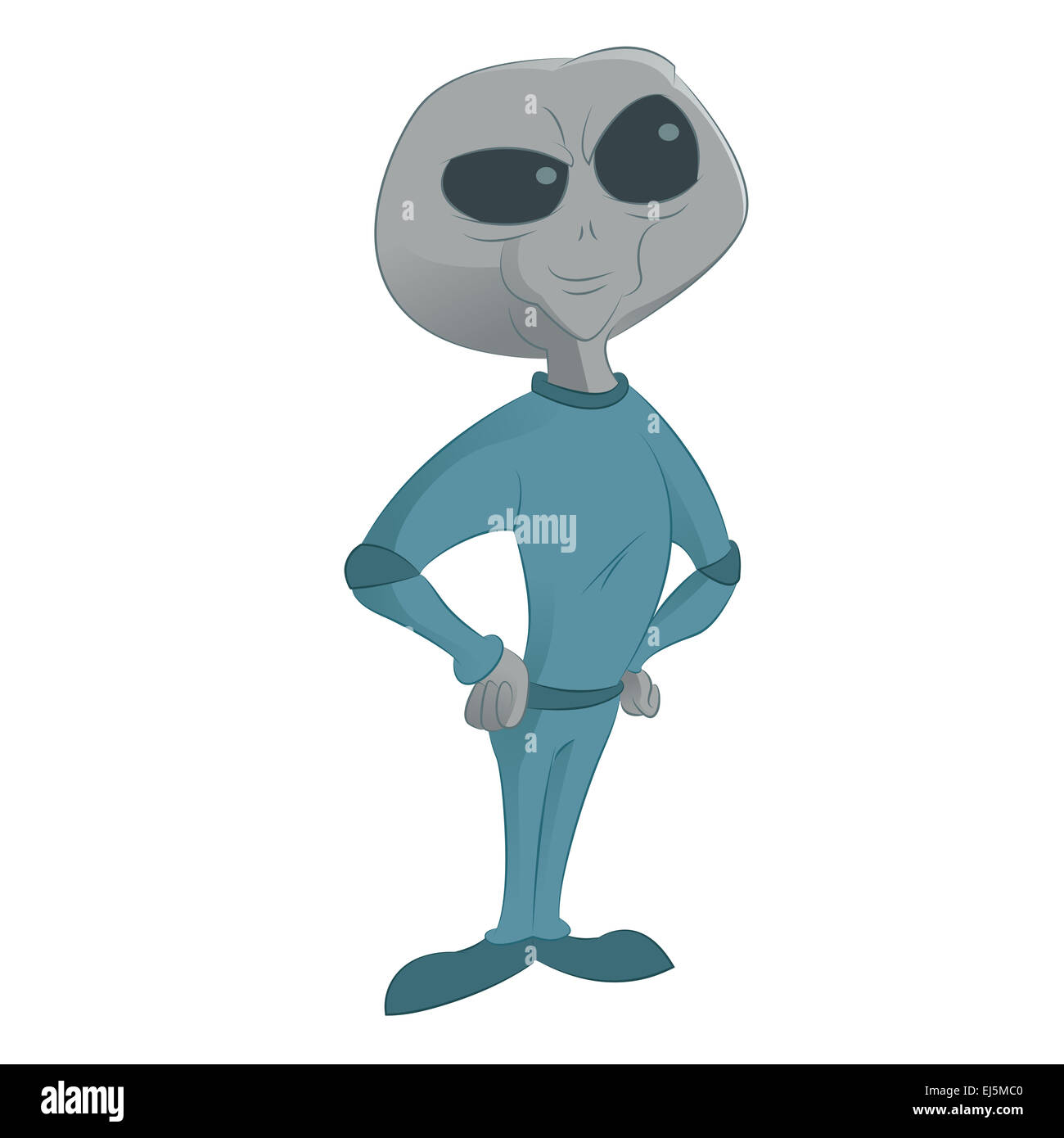 Vector image of the cartoon smiling Alien Stock Photo - Alamy