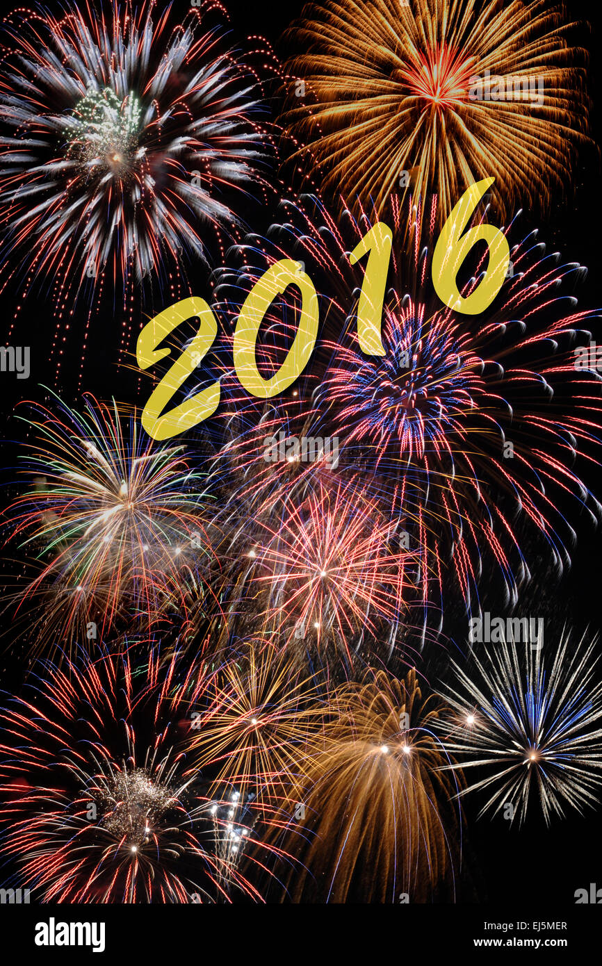 big cascade firework at night for new year 2016 Stock Photo - Alamy