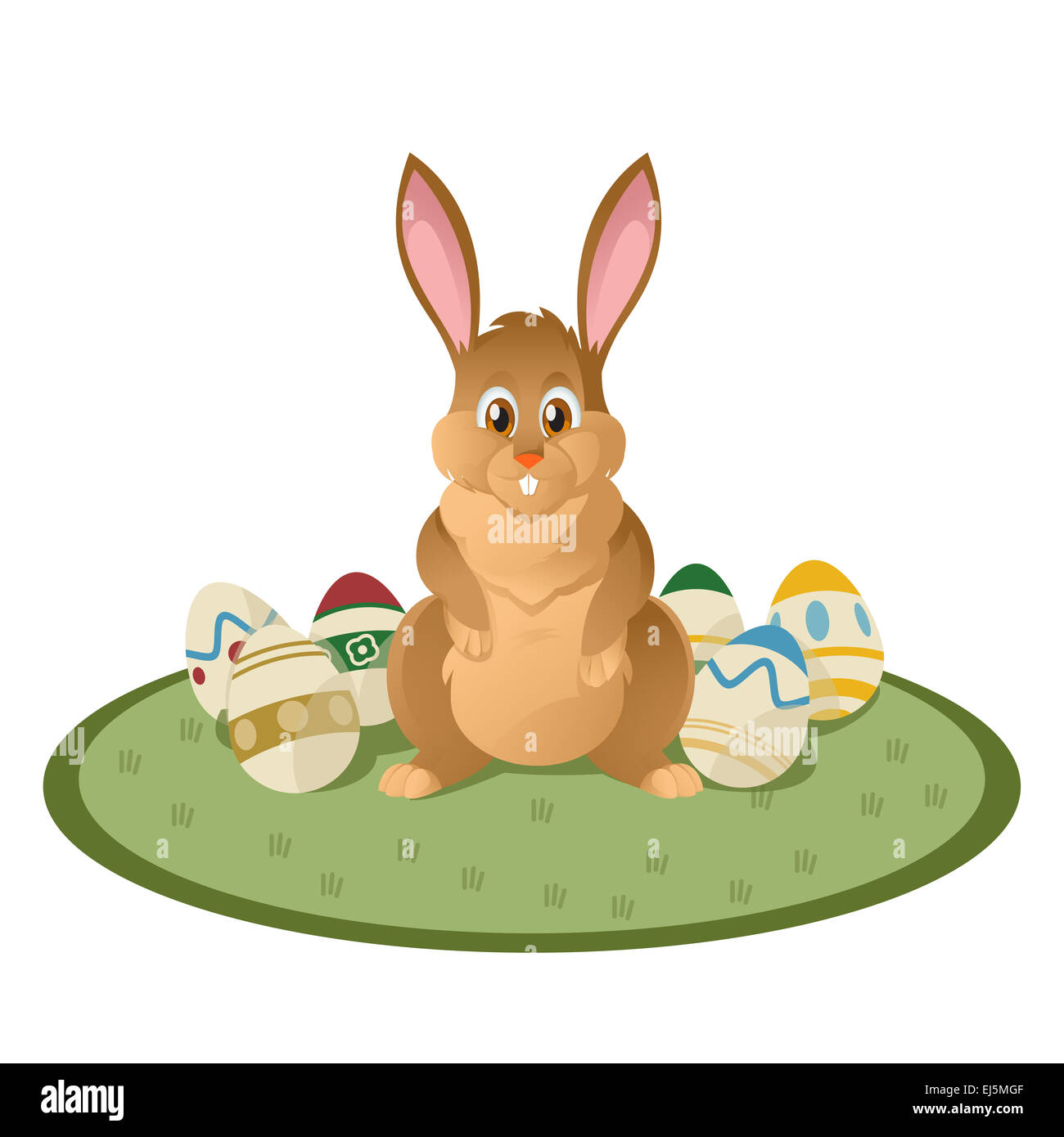 Vector image of funny cartoon brown easter bunny Stock Photo - Alamy