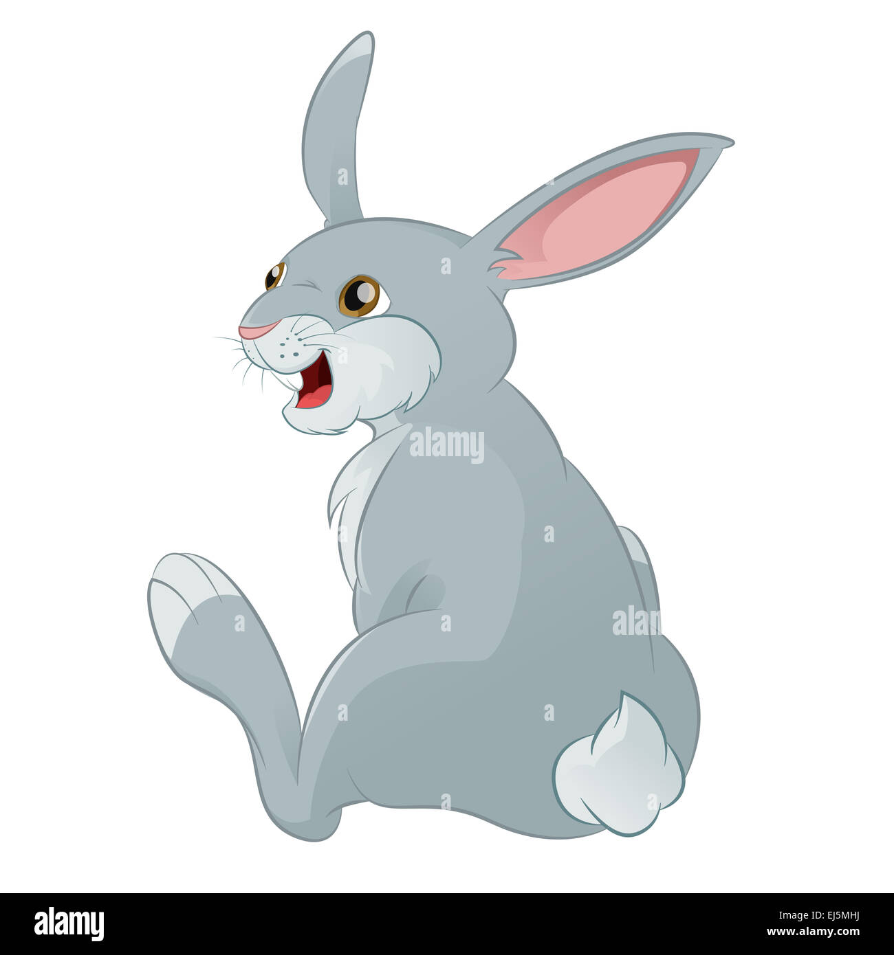 Vector image of funny cartoon grey rabbit Stock Photo - Alamy