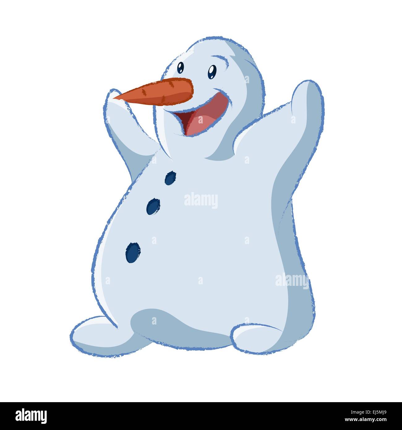 Vector image of funny cheerful bright snowman Stock Photo - Alamy