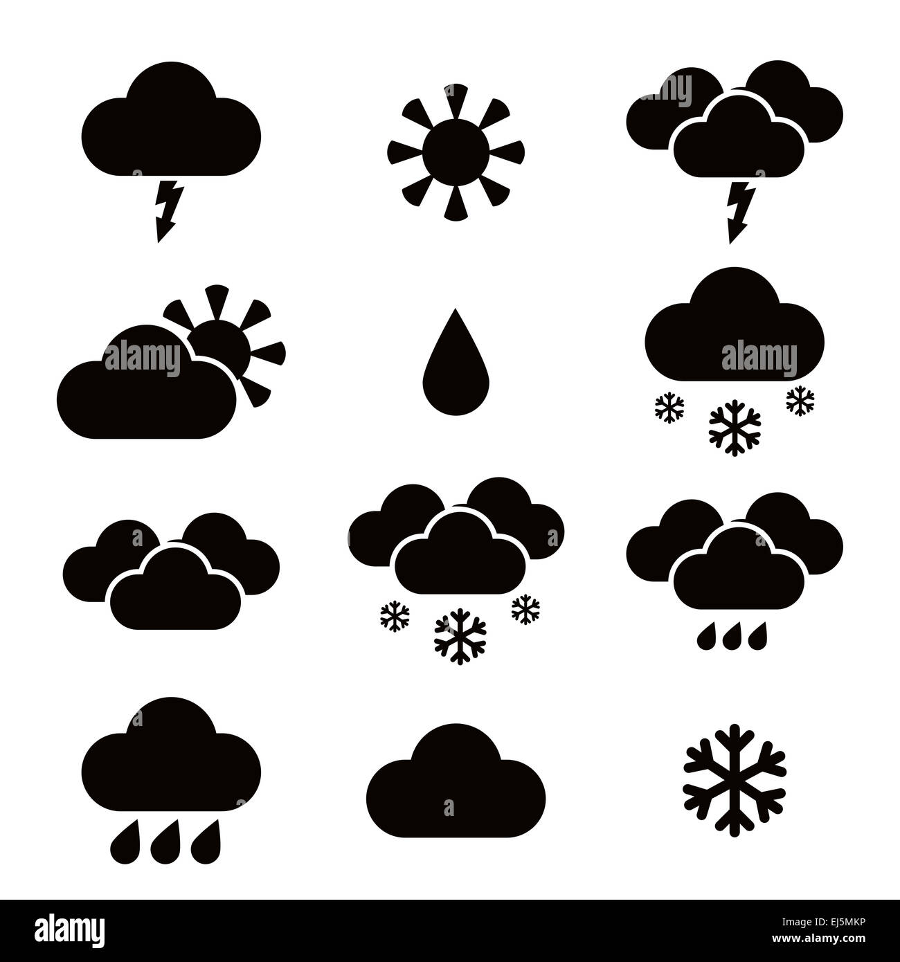Vector image of some weather black icons Stock Photo - Alamy