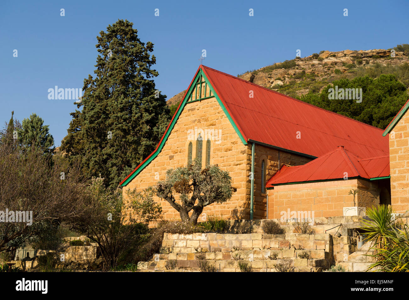 Sandstone buildings at Modderpoort Mission Station, Ladybrand, South ...