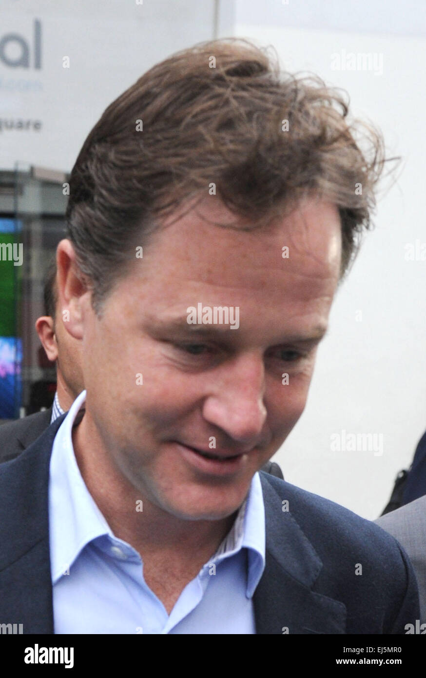 Deputy Prime Minister Nick Clegg leaving the LBC Radio studios ...