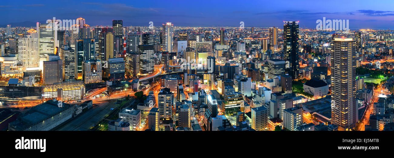 Osaka urban city at night panorama rooftop view. Japan Stock Photo - Alamy