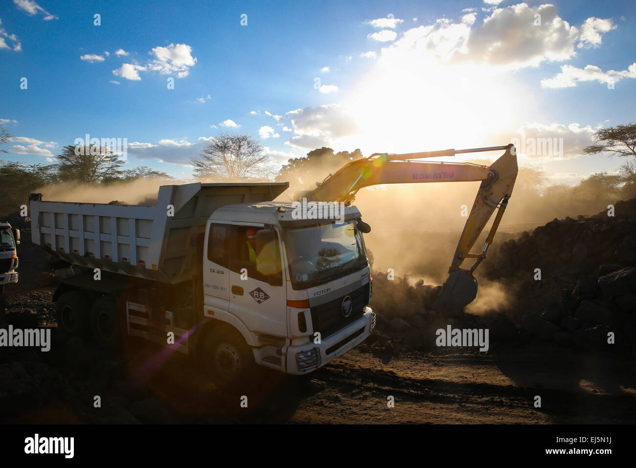 Nairobi, Kenya. 17th Mar, 2015. A truck waits at a quarry to pick up ...