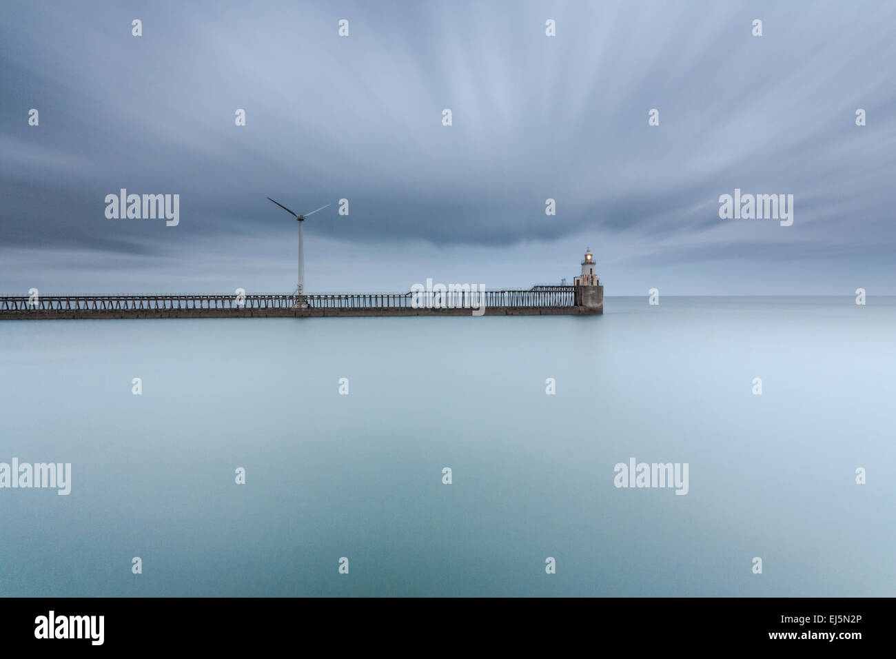 Long Exposure of clouds rushing past Blyth Pier and Lighthouse, Blyth ...