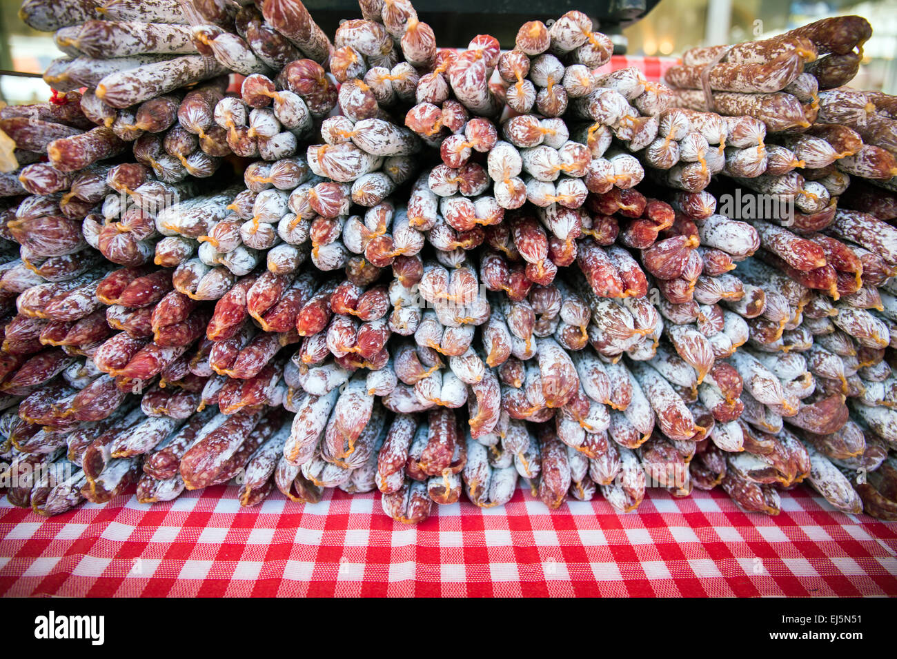 French Sausage outdoor Stall France, Europe Stock Photo - Alamy