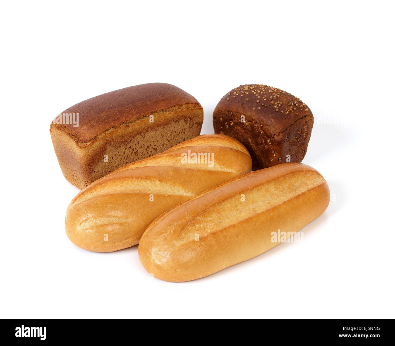 Variety of bread isolated on white Stock Photo - Alamy