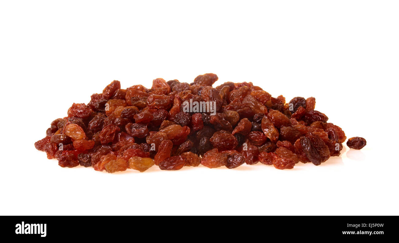 Heap of sweet raisins isolated on white Stock Photo - Alamy