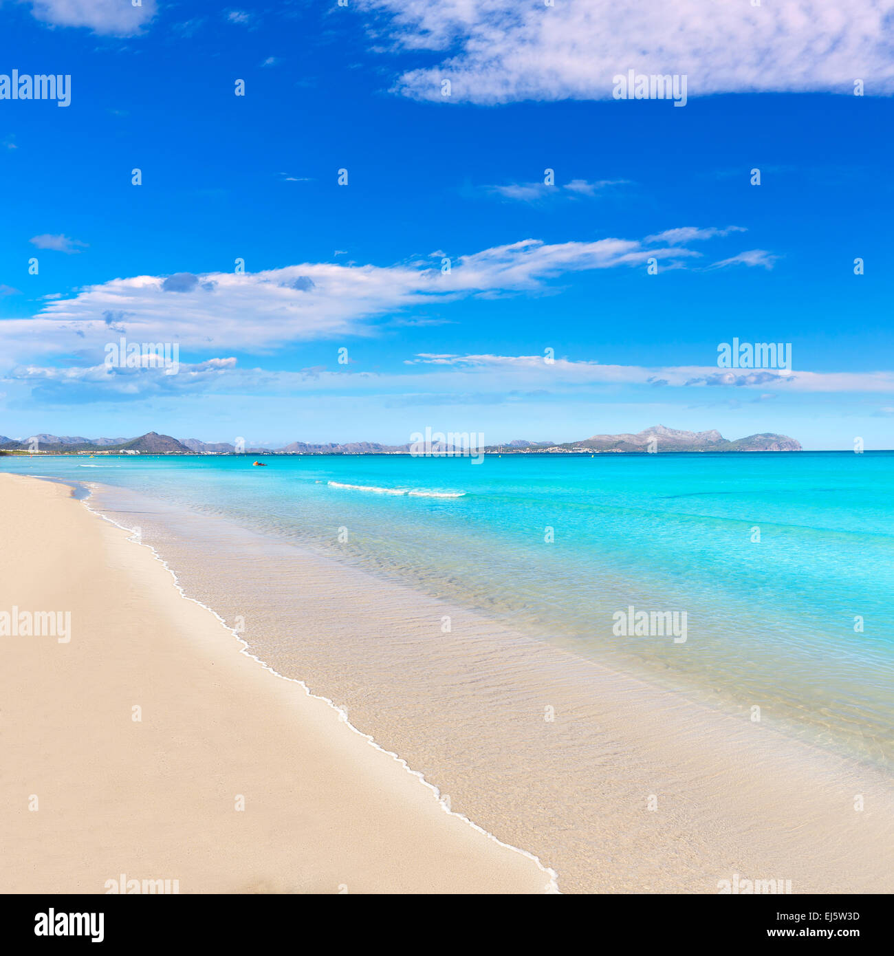 Mallorca Can Picafort beach in alcudia bay at Majorca Balearic islands ...