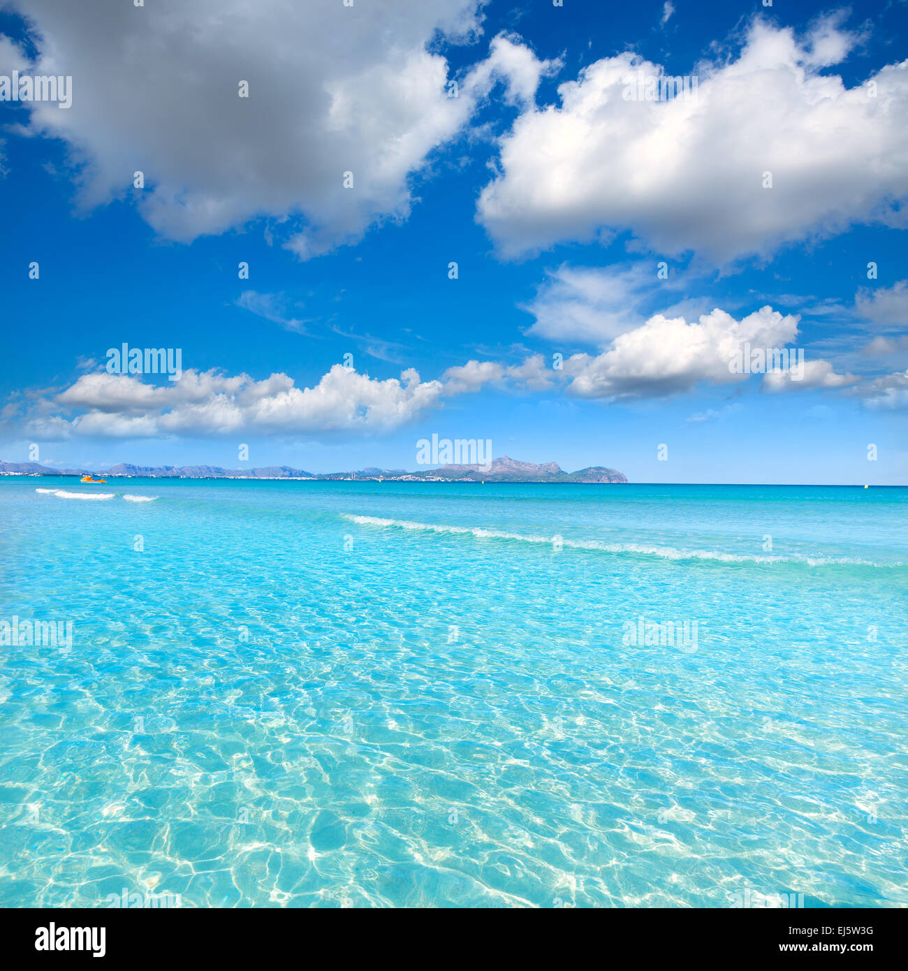 Mallorca Can Picafort beach in alcudia bay at Majorca Balearic islands ...