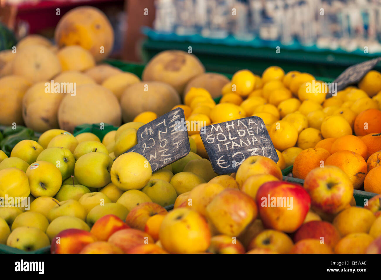 Small red apples in sold at local market in central Greece Stock Photo ...