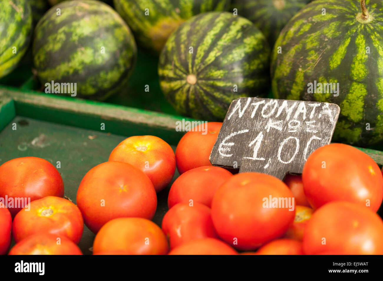 Vegetable stall on a farmer's market in greece Stock Photo - Alamy