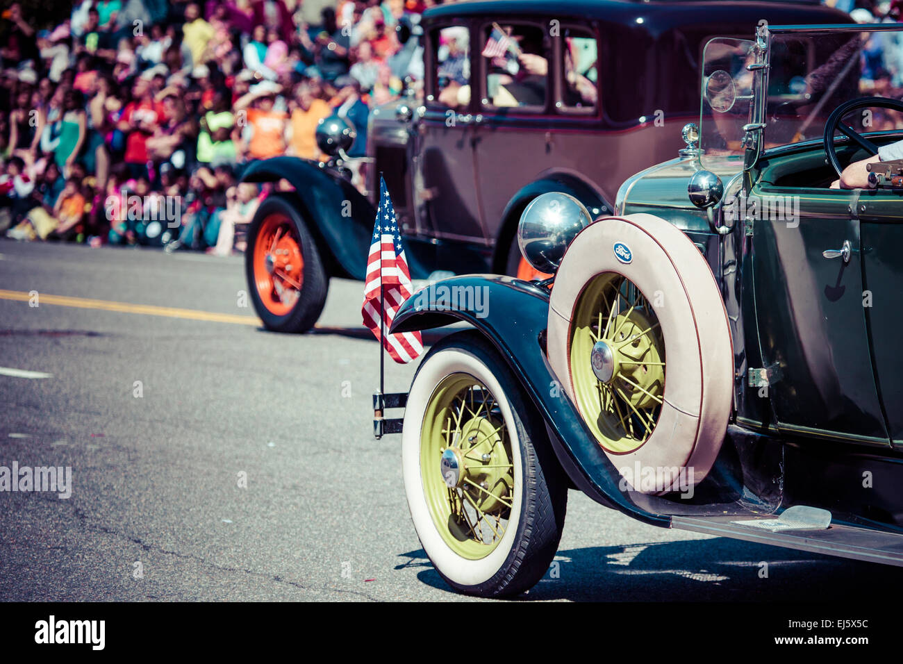 Classic cars parade Stock Photo - Alamy