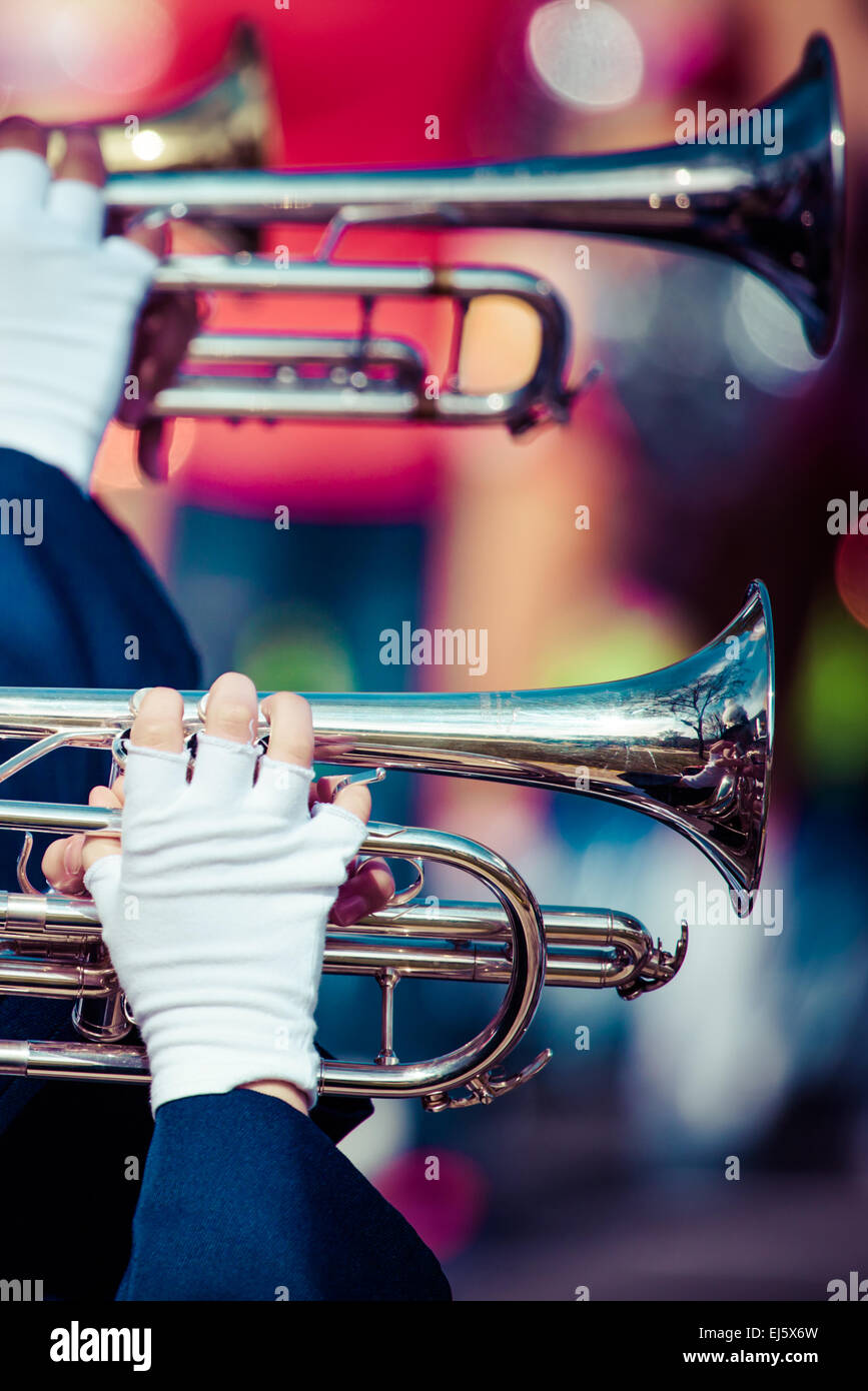 Brass Band in uniform performing Stock Photo - Alamy