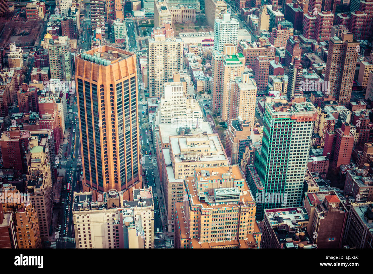 Aerial view of Manhattan skyline at sunset, New York City Stock Photo ...
