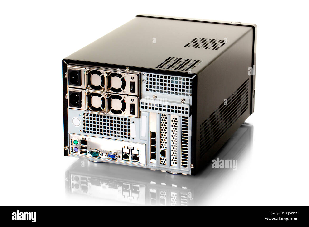 Back view of a small modern computer on a white background Stock Photo ...